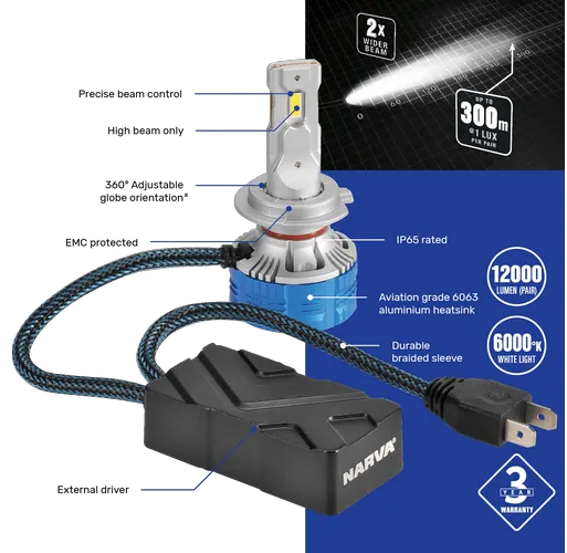 Narva 18448H Gen III LED H8/H9/H11 High Beam Kit | Bright LED Upgrade